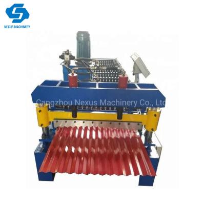 China 5.5kw Corrugated Steel Roofing Panel Roll Forming Machine with Cr12 Cutting Mould for sale