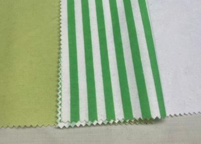 China Medium Weight Green White Striped Cotton Flannel Fabric 43/44 57/58 Inch Width for sale