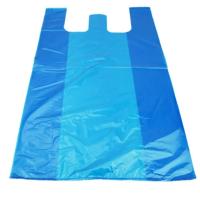 China OEM Blue Vest Style Plastic Carrier Bags 0.03mm Thickness Large Plastic Grocery Bags for sale