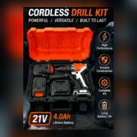 China 60N.M Torque 21V Cordless Drills 2.0Ah Lithium Battery Powered Electric Driver Home DIY Tool Kit for sale