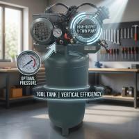 China Single Phase Air Compressor 8 Bar 100L Vertical Tank 1.5KW Quiet Workshop Unit for sale