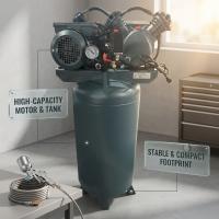 China Single Phase Air Compressor 8 Bar 100L Vertical Tank 1.5KW Quiet Workshop Unit for sale