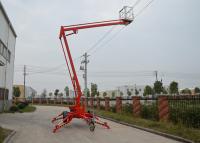China 10m Max Platform Height Towable Boom Lift with Hydraulic Outriggers and Outrigger Interlocks for sale