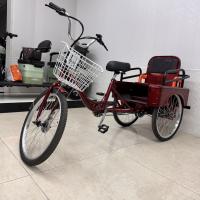China Classic Burgundy 3-Wheel Cargo Tricycle with 15kg Front Basket and 80kg Rear Compartment Capacity for sale