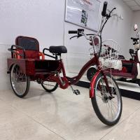 China Classic Burgundy 3-Wheel Cargo Tricycle with 15kg Front Basket and 80kg Rear Compartment Capacity for sale