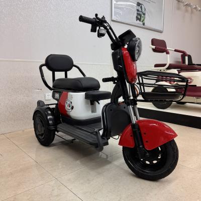 China 500W Motor Parent Child Electric Tricycle with 17×20 cm Kid Seat and 50-60 km Range - Two Seat Family Commuter for sale