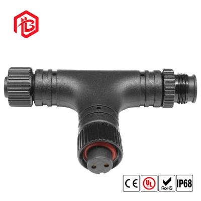 China M12 Metal Nut Tee Waterproof Connector Male/Female Copper Contact for Aerospace and Solar Power Systems for sale