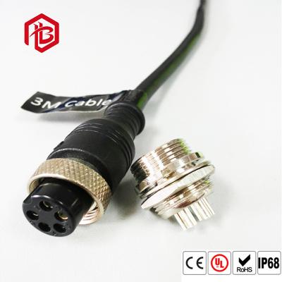 China Screw Locking Straight 4 Pin Waterproof Male Female Connector for sale