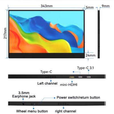 China 15.0 Inch 1920*1080 HDR Type-C USB Mini-HDMI Multi-interface Portable Monitor for iPad Laptop Meeting Sharing for sale