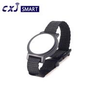 China Contactless Fabric RFID NFC Bracelet Silicone Woven  1k Chips for sale