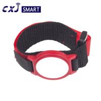 China Contactless Fabric RFID NFC Bracelet Silicone Woven  1k Chips for sale