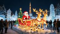 China Christmas Santa Sleigh Festival Lanterns Outdoor Christmas Light Lanterns for sale