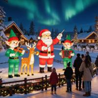 China Giant Christmas Lantern Customized Lanterns Santa Claus Elf Reindeer for sale
