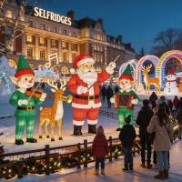 China Giant Christmas Lantern Customized Lanterns Santa Claus Elf Reindeer for sale