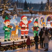 China Giant Christmas Lantern Customized Lanterns Santa Claus Elf Reindeer for sale