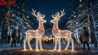 China Custom 3D Reindeer Light Sculpture Waterproof LED Outdoor Christmas Deer Statues for sale
