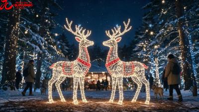 China Custom 3D Reindeer Light Sculpture Waterproof LED Outdoor Christmas Deer Statues for sale