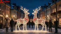 China Custom 3D Reindeer Light Sculpture Waterproof LED Outdoor Christmas Deer Statues for sale