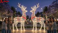 China Custom 3D Reindeer Light Sculpture Waterproof LED Outdoor Christmas Deer Statues for sale