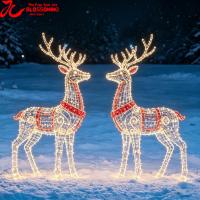 China Custom 3D Reindeer Light Sculpture Waterproof LED Outdoor Christmas Deer Statues for sale