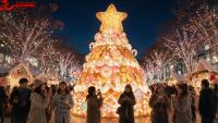 China Customized Giant LED Christmas Tree Light Christmas Lanterns Metal Frame Waterproof for sale