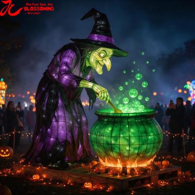 China Witch Cauldron Lantern Sculpture Halloween Lanterns Customization for sale