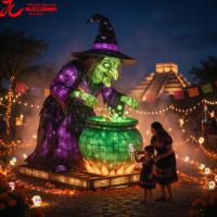 China Witch Cauldron Lantern Sculpture Halloween Lanterns Customization for sale