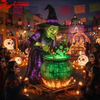 China Witch Cauldron Lantern Sculpture Halloween Lanterns Customization for sale