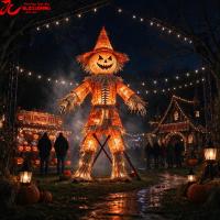 China Customized Halloween Scarecrow Lantern Illuminated Giant Pumpkin Scarecrow for sale
