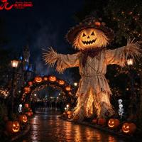 China Customized Halloween Scarecrow Lantern Illuminated Giant Pumpkin Scarecrow for sale