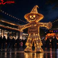 China Customized Halloween Scarecrow Lantern Illuminated Giant Pumpkin Scarecrow for sale