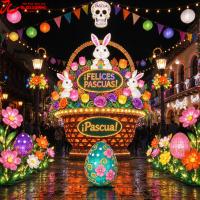 China Easter Flower Basket Lantern Sculpture LED Illuminated Festival Lanterns for sale