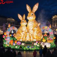 China Easter Bunny Lantern Display Giant Easter Rabbit Family Lighting Lantern for sale