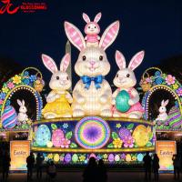 China Easter Bunny Lantern Display Giant Easter Rabbit Family Lighting Lantern for sale