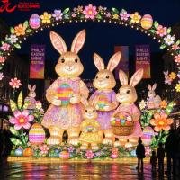 China Easter Bunny Lantern Display Giant Easter Rabbit Family Lighting Lantern for sale