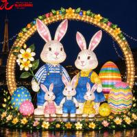 China Easter Bunny Lantern Display Giant Easter Rabbit Family Lighting Lantern for sale