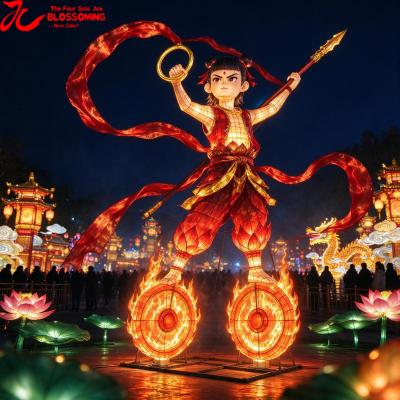 China Custom Chinese Lantern Nezha Lantern Sculpture Festival Decorations for sale