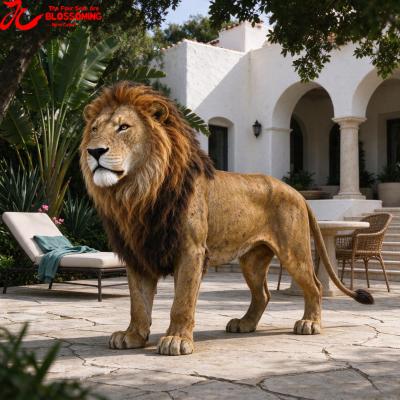 China Realistic Animatronic Animal African Male Lion Model For Museum Exhibition Resort for sale