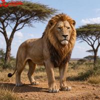 China Realistic Animatronic Animal African Male Lion Model For Museum Exhibition Resort for sale