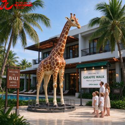 China Customized Fiberglass Giraffe Model Fiberglass Sculptures Outdoor for sale