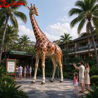 China Customized Fiberglass Giraffe Model Fiberglass Sculptures Outdoor for sale