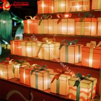 China LED Silk Gift Box Christmas Lanterns Christmas Festival Displays CE LVD EMC Approval for sale