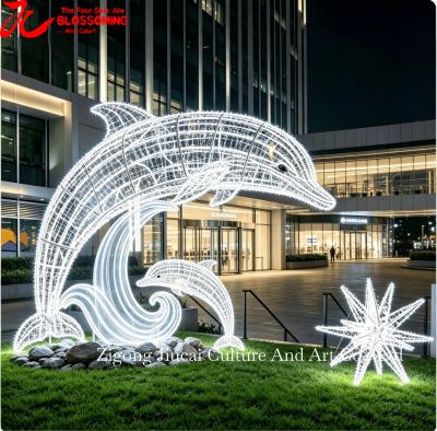 China 3D Dolphin LED Light Sculpture IP65 Festival Light Show Lanterns for sale