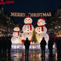 China Commercial Outdoor Snowman Lantern Standing Snowman With Led Lantern For Event for sale