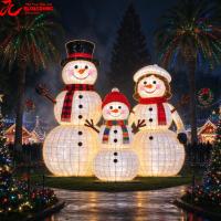 China Commercial Outdoor Snowman Lantern Standing Snowman With Led Lantern For Event for sale