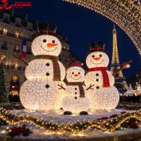 China Commercial Outdoor Snowman Lantern Standing Snowman With Led Lantern For Event for sale