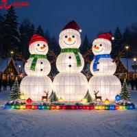 China Commercial Outdoor Snowman Lantern Standing Snowman With Led Lantern For Event for sale