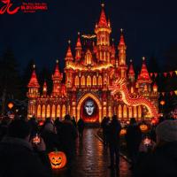 China Vampire Castle Halloween Lanterns Customized LED Lantern Light Sculpture for sale
