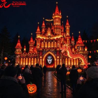 China Vampire Castle Halloween Lanterns Customized LED Lantern Light Sculpture for sale