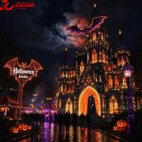 China Vampire Castle Halloween Lanterns Customized LED Lantern Light Sculpture for sale